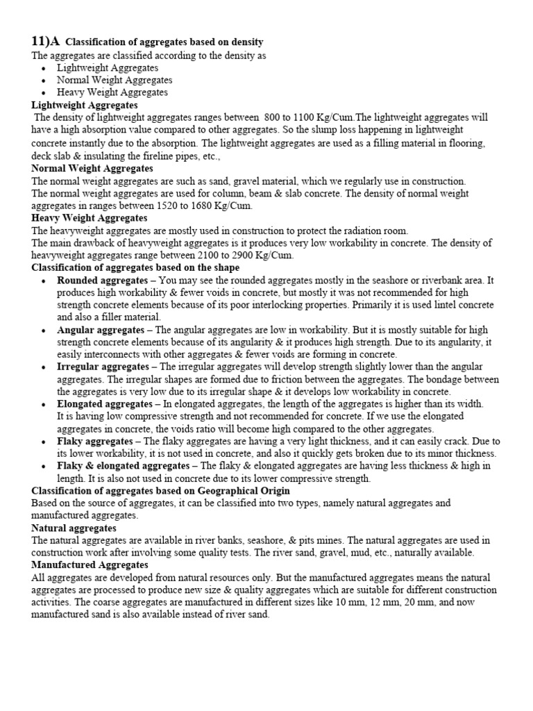 Classification of Coarse Aggregate | PDF | Construction Aggregate ...
