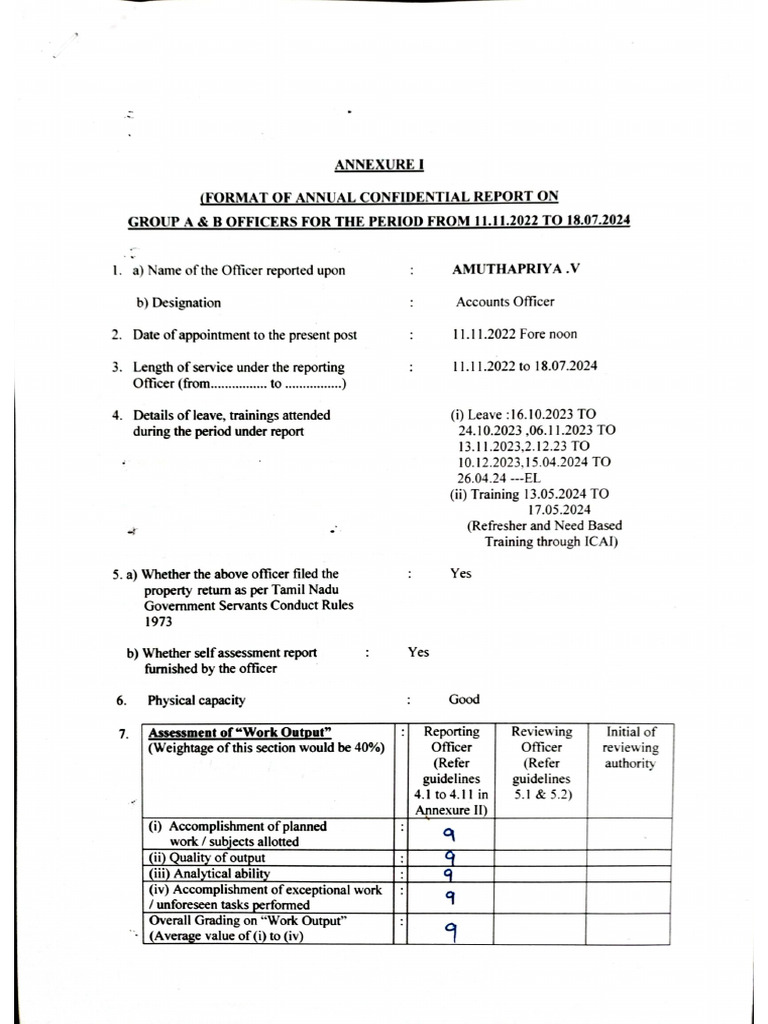 Amudha Priya ACR | PDF