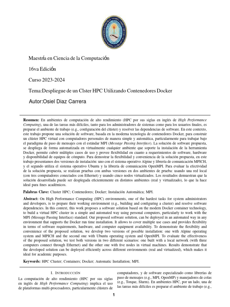 HPC Osiel | PDF | Grupo de computadoras | Interfaz de paso de mensajes