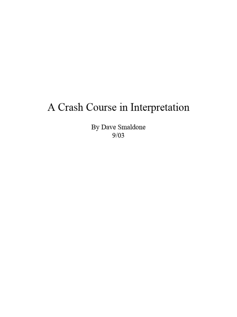 A Crash Course in Interpretation | PDF | Motivation | Motivational