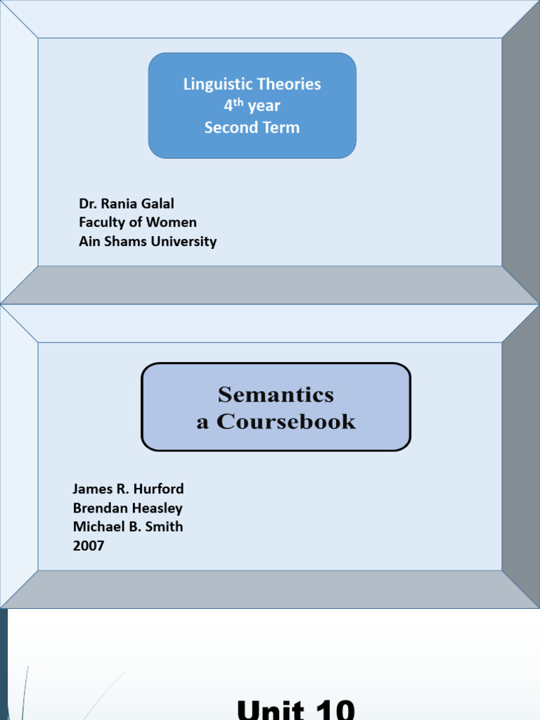 Unit 10 Sense Relations | PDF | Syntax | Language Mechanics