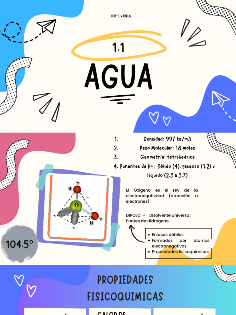 Propiedades Fisicoquímicas del Agua | PDF | Propiedades del agua | Polaridad química