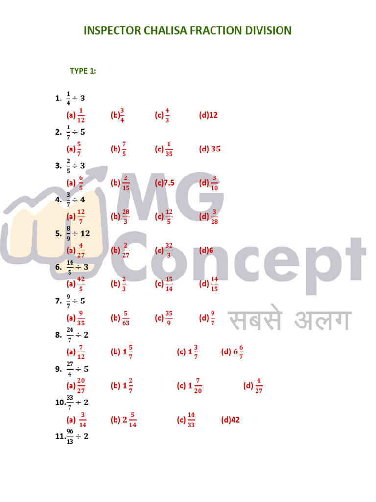 Inspector Chalisa Fraction Division | PDF