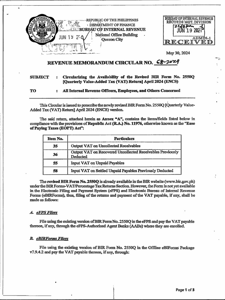 RMC No. 68-2024 | PDF