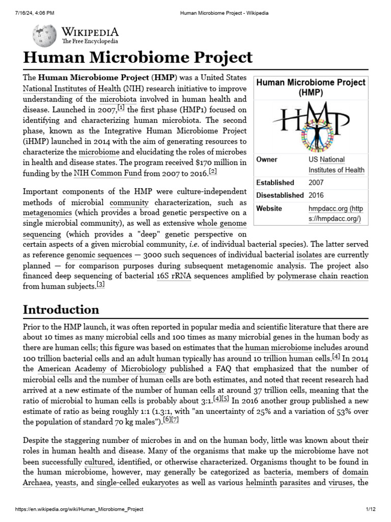 Human Microbiome Project Overview | PDF | Biotechnology | Medical ...