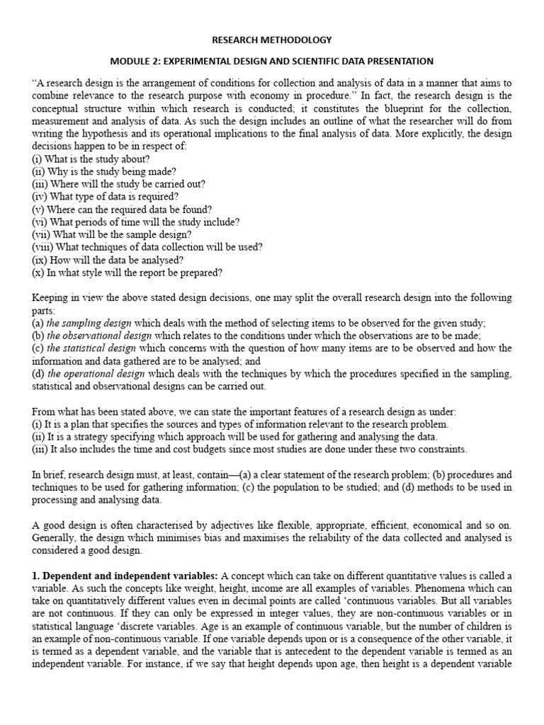 Experimental Design & Scientific Data Presentation | PDF | Level Of ...