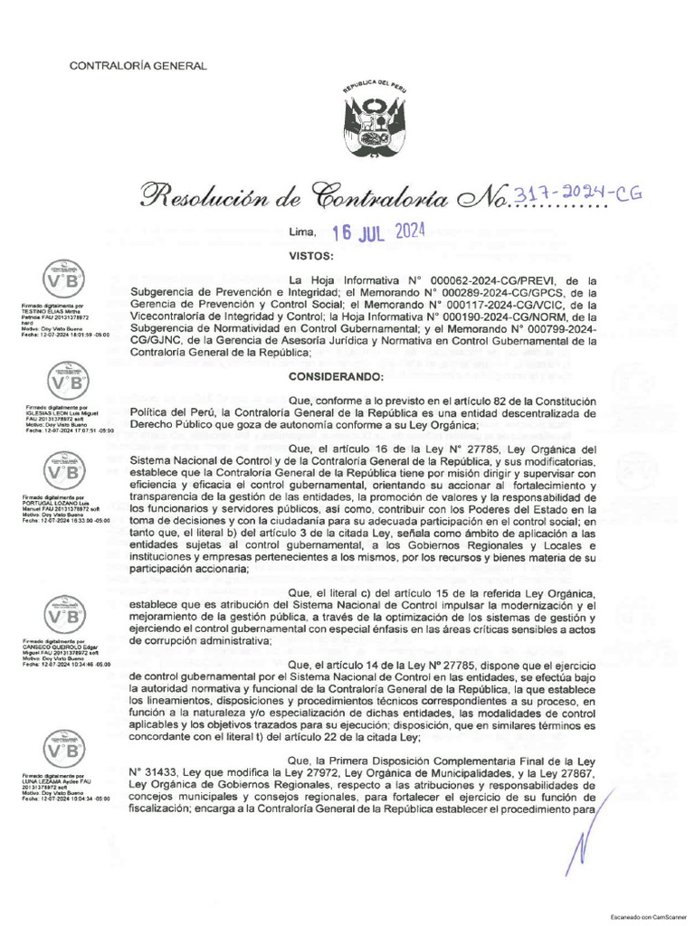 Resolucion de Contraloria N 317 2024 CG | PDF