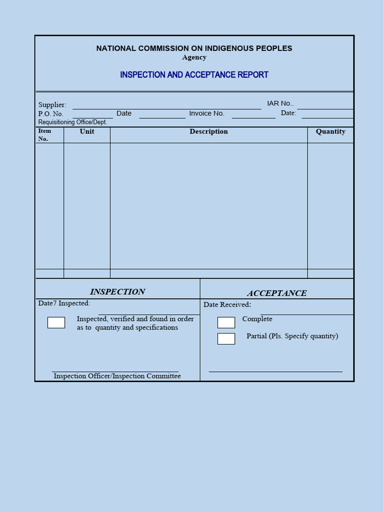 Inspection and Acceptance Report Guidelines | PDF | Laptop | Personal ...