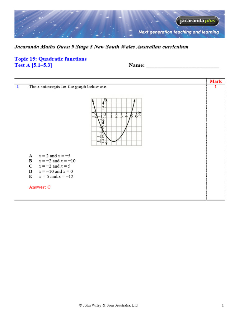 Jacaranda Maths Quest 9 Stage 5 New South Wales Australian Curriculum ...