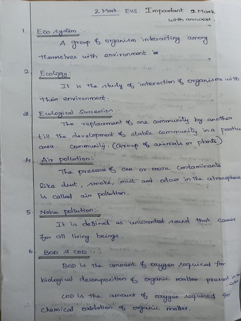 Evs 2 Marks Questions | PDF