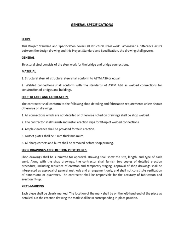 General Specifications | PDF | Welding | Construction General Specifications | PDF | Welding | Construction