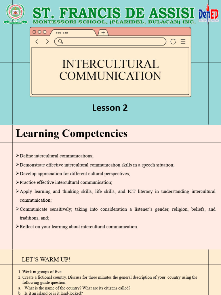Lesson 2 - Intercultural Communication | PDF | Communication | Cross Cultural Communication