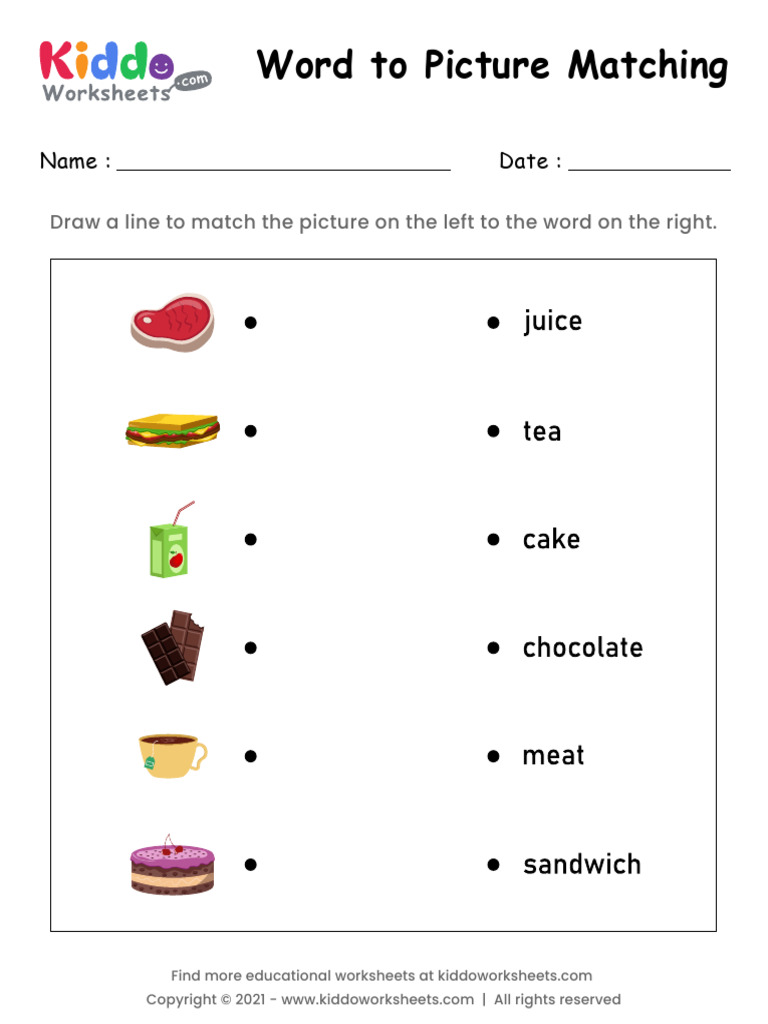Word To Picture Matching Worksheet 7 | PDF | Art