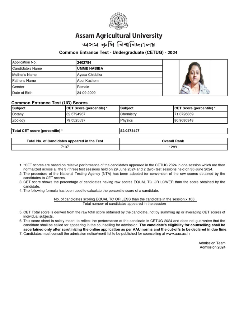 Aau Cetug Score Card 2402784 | PDF