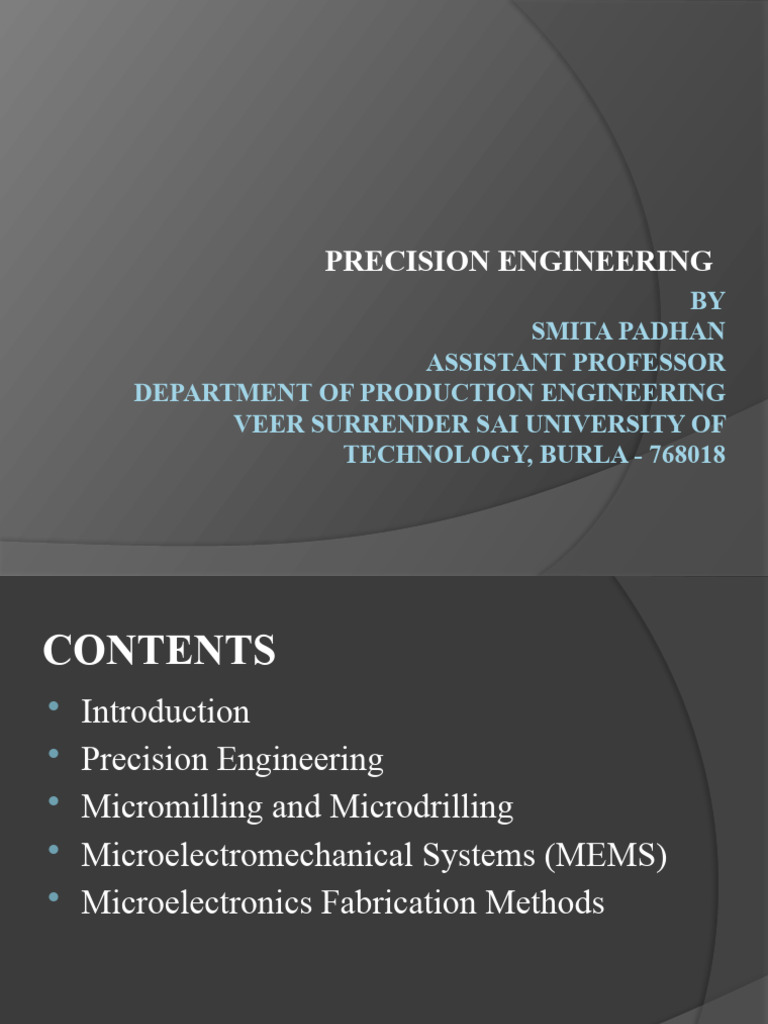 Precision Engineering 1 | PDF | Semiconductor Device Fabrication | Microtechnology