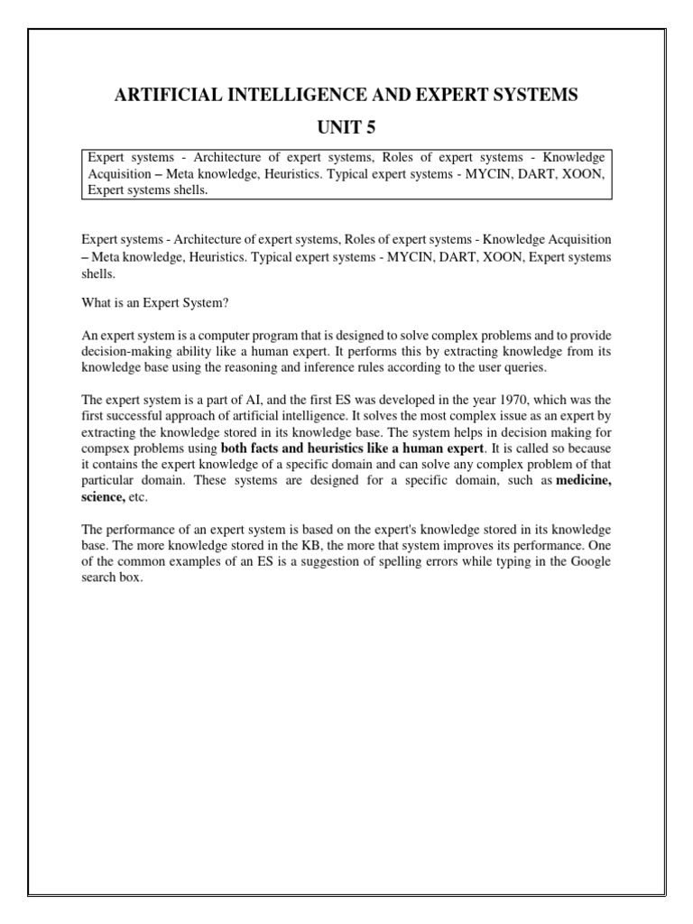 Aies Unit 5 | PDF | Artificial Intelligence | Intelligence (AI) & Semantics