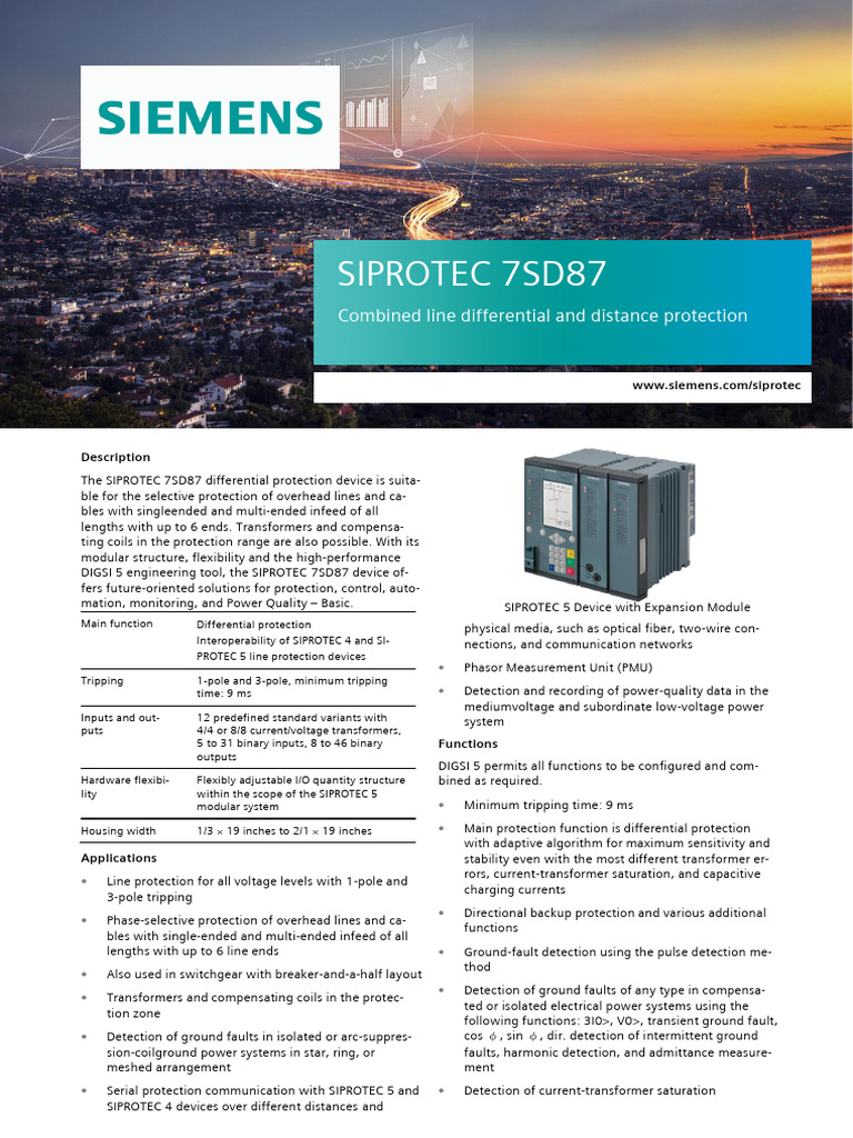 Siprotec 7sd87 Profile | PDF | Electrical Engineering | Computer Engineering