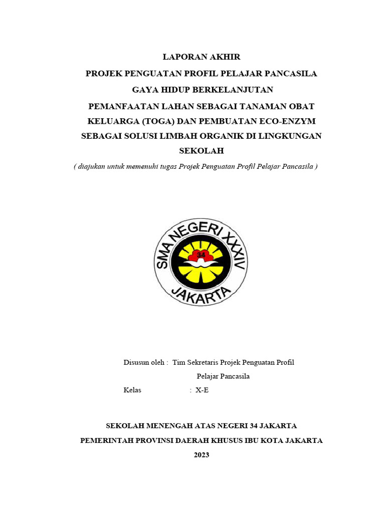 Laporan Akhir Project Toga Eco-Enzym | PDF | Seni | Teknologi & Rekayasa