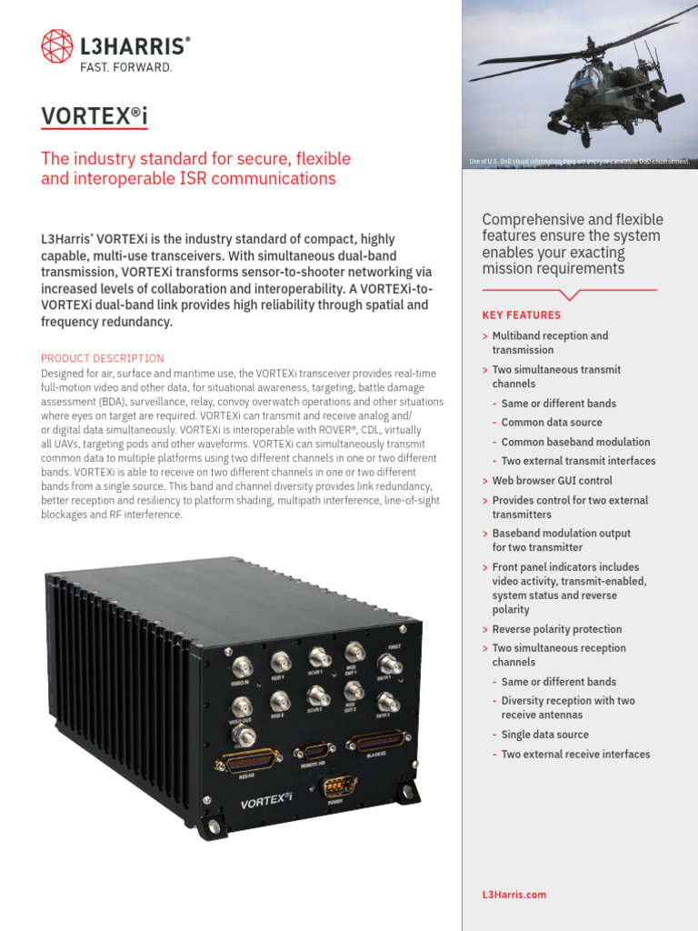 Cs Bcs Vortex I Isr Transceiver Sell Sheet | PDF | Modulation | Video