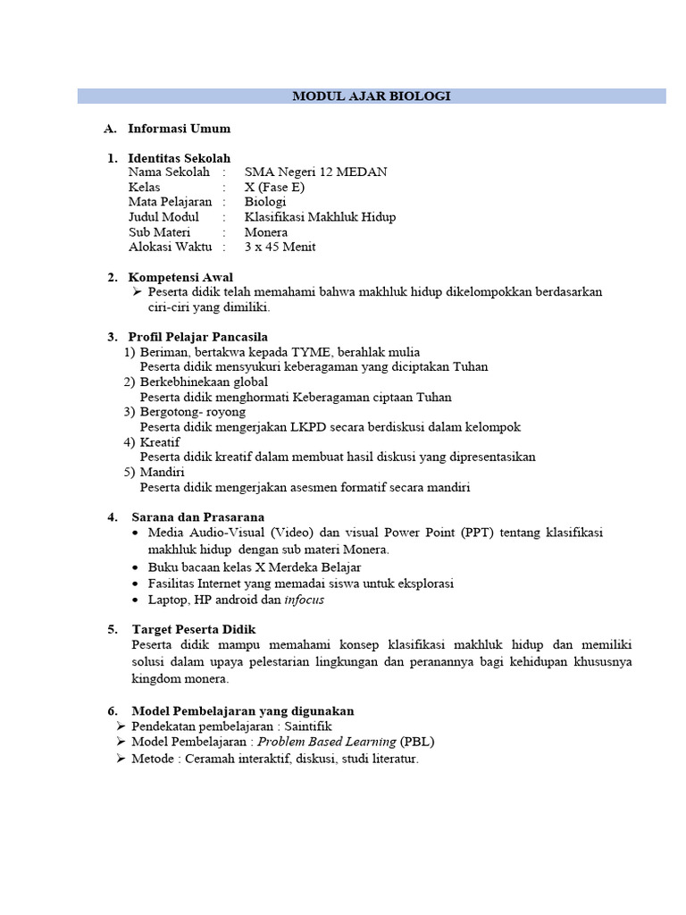 Modul Ajar Kla.1 | PDF | Karier & Perkembangan