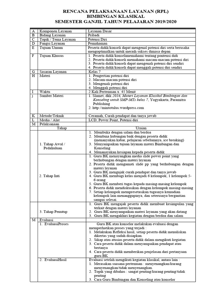 RPL Potensi Diri SMT I Kelas Vii | PDF | Pengembangan Diri | Sains & Matematika