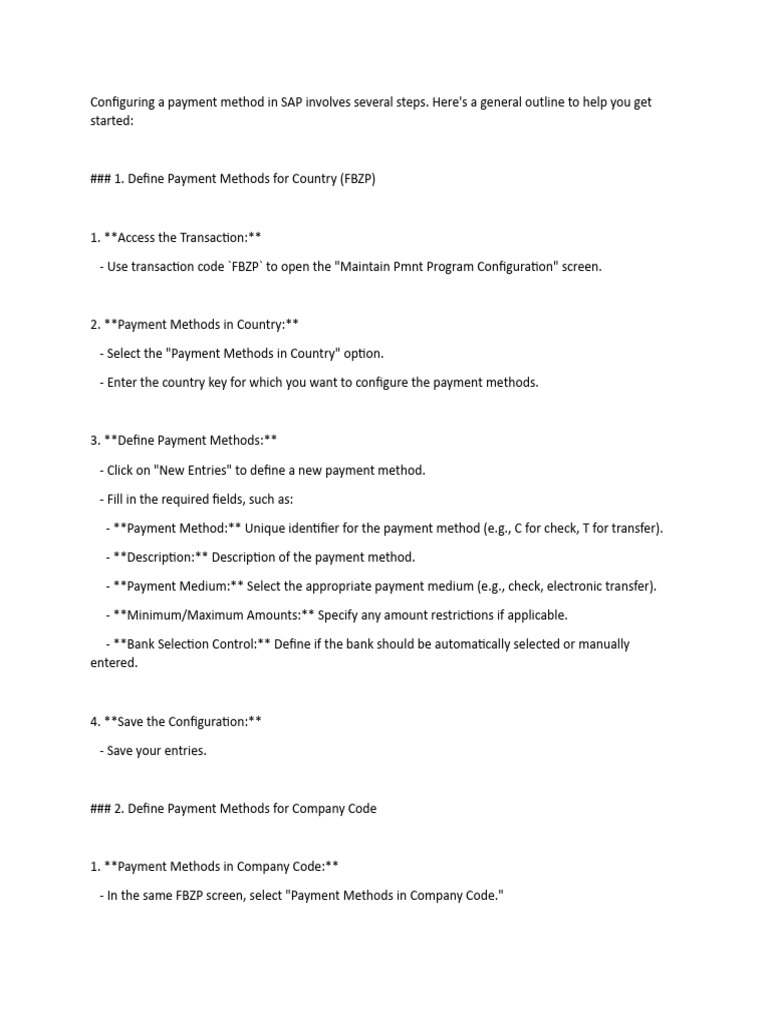 Configuring SAP Payment Methods | PDF | Banks | Payments