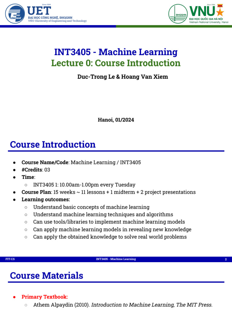Lecture 0 - Course Introduction | PDF | Machine Learning | Deep Learning