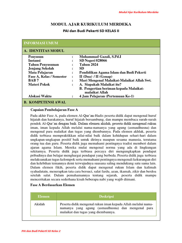 Modul Ajar Kelas 2 SD Muhammad Gazali | PDF | Sains & Matematika