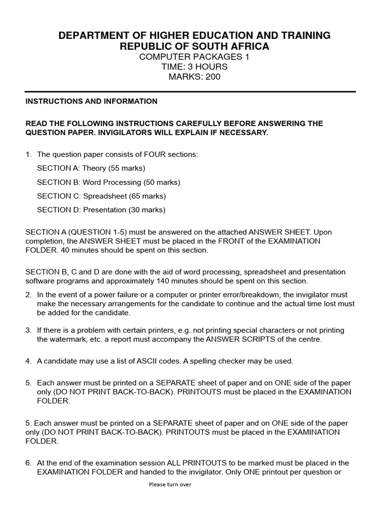 Computer Packages 1 Exam Guide | PDF | Spreadsheet | Computer Network