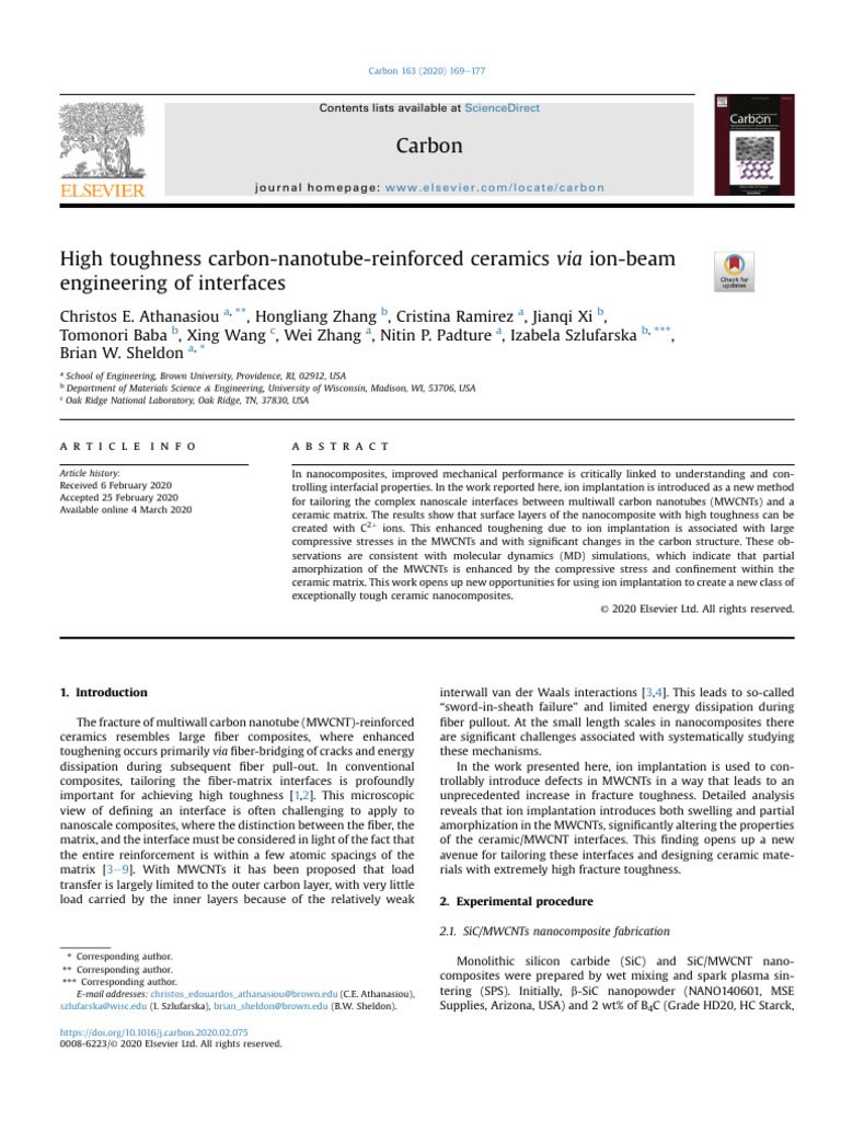 Athanasiou Carbon | PDF | Carbon Nanotube | Fracture