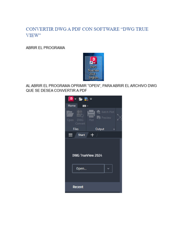 Guía: Convertir DWG a PDF con TrueView | PDF | Crecimiento personal y profesional | Arte