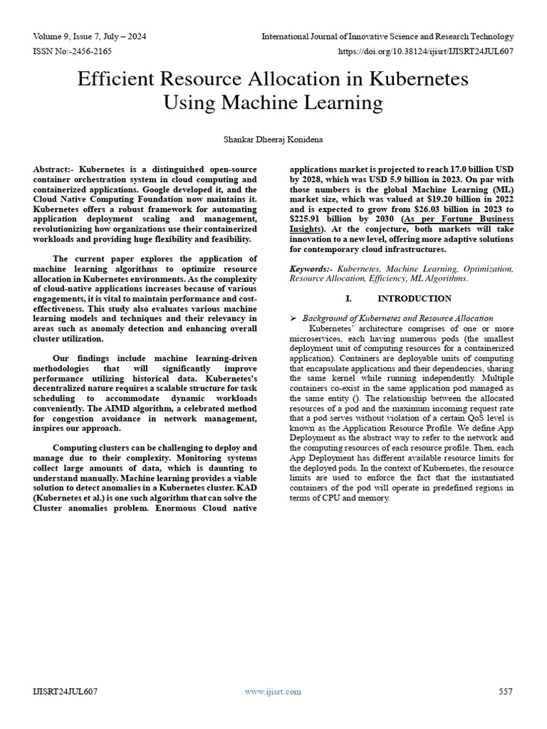 Efficient Resource Allocation in Kubernetes Using Machine Learning ...