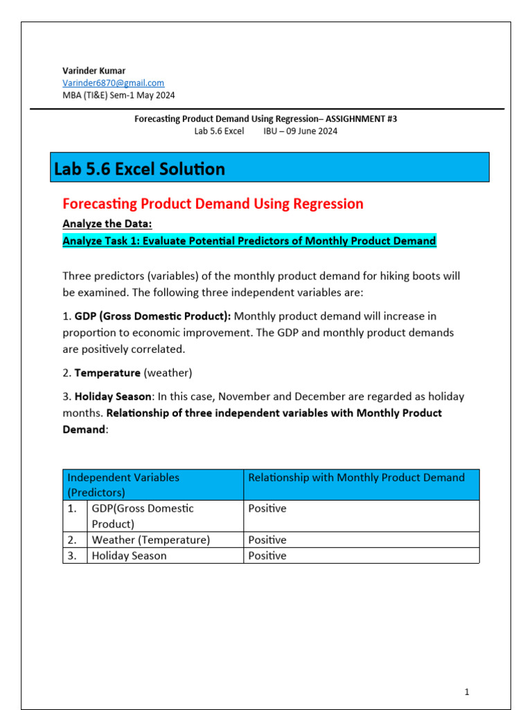 Assignment - 3 - Lab 5.6 SS | PDF | Dependent And Independent Variables | Coefficient Of ...