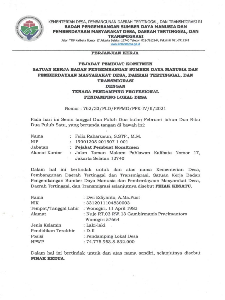 762 SPK PLD 2021 Dwi Ediyanto Wonogiri Jateng | PDF