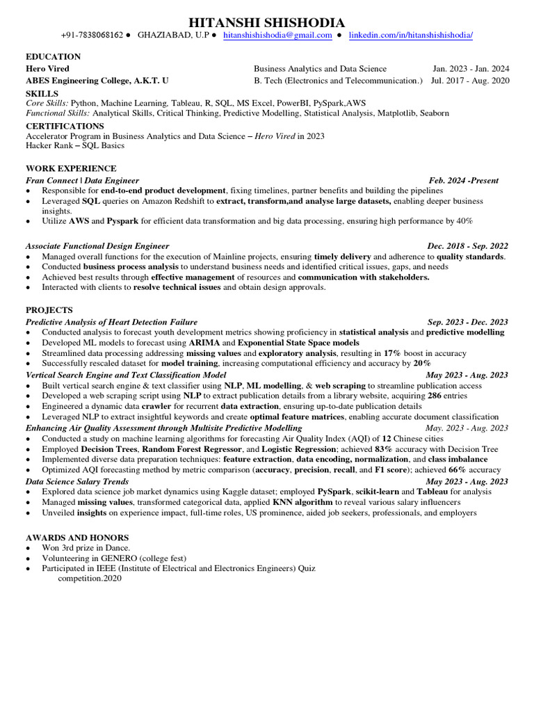 Hitanshi Shishodia - Data - Engineer | PDF | Machine Learning | Data ...