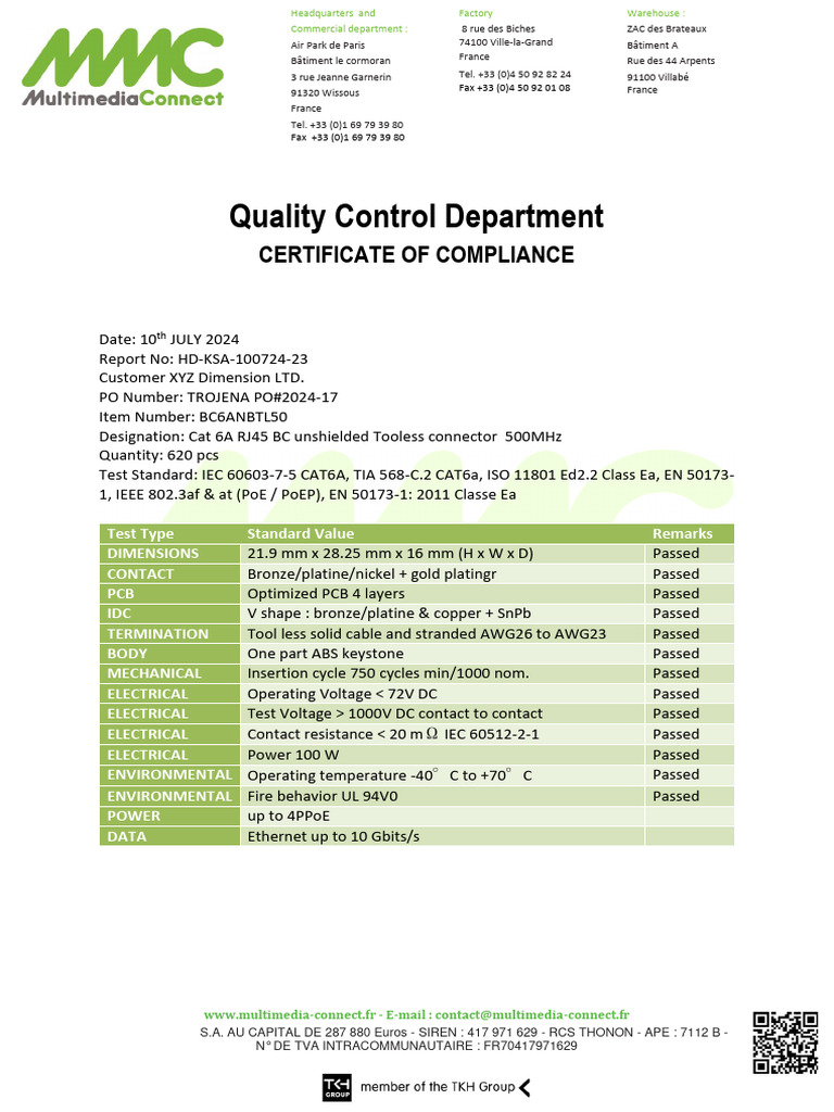 MTC BC6ANBTL50 Report No HD-KSA-100724-23 | PDF | Physical Layer Protocols | Electrical Engineering