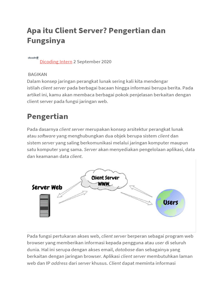 Pengertian dan Fungsi Client Server | PDF | Bisnis | Komputer