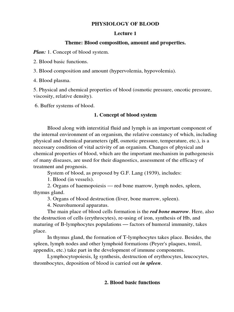 Physiology of Blood | PDF | Platelet | Coagulation