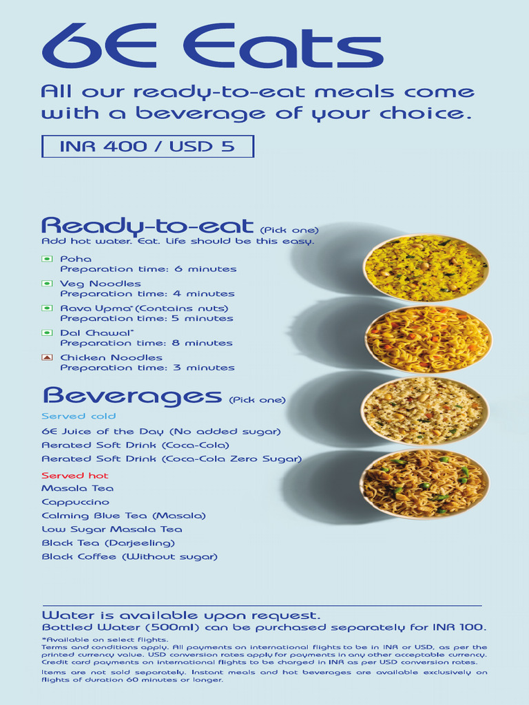 Indigo Flight Menu | PDF