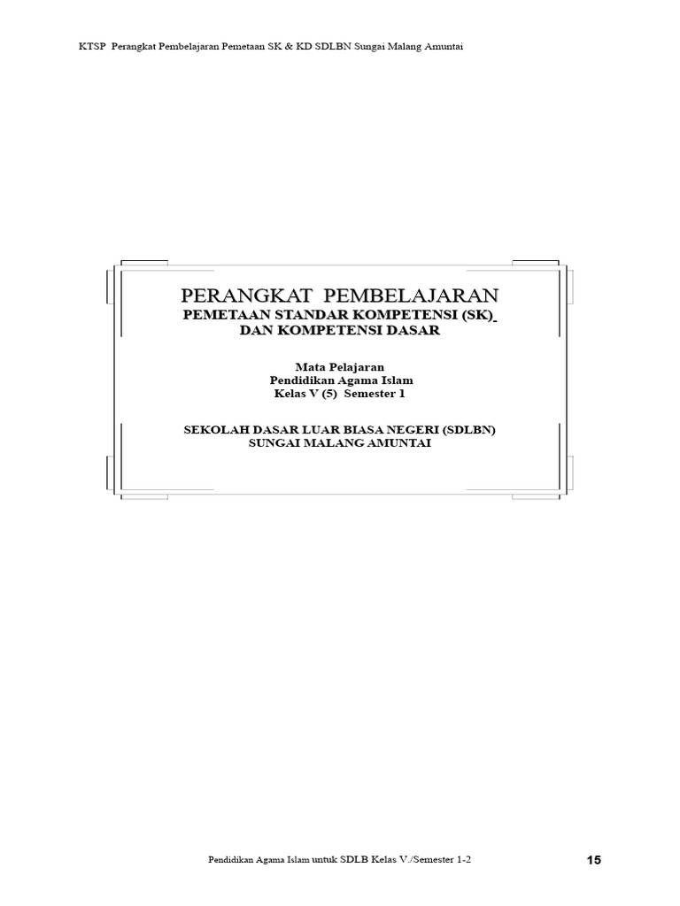 Pemetaan SK & KD Pai | PDF