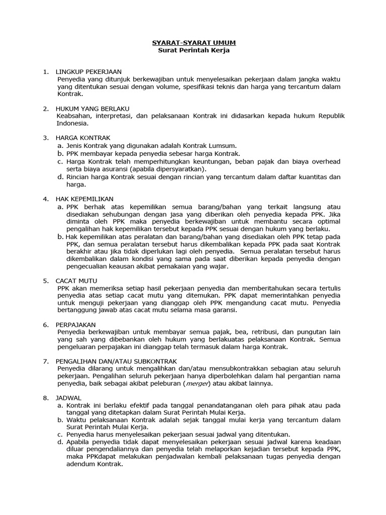 Syarat Umum Kontrak | PDF | Teknologi & Rekayasa