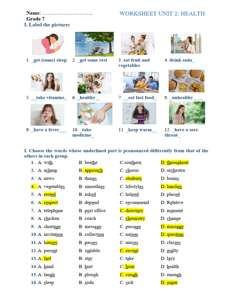 Worksheet Unit 2 iSW7 Key | PDF | Fast Food | Dieting