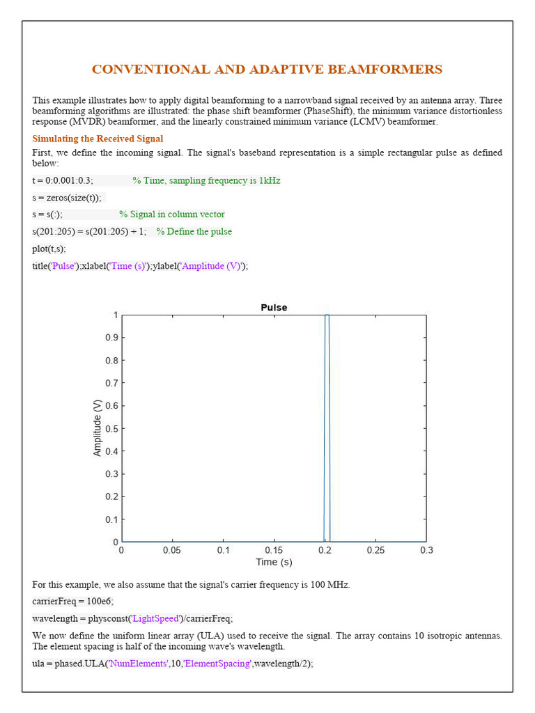 Conventional and Adaptive Beamformers | PDF | Antenna (Radio) | Matrix (Mathematics)