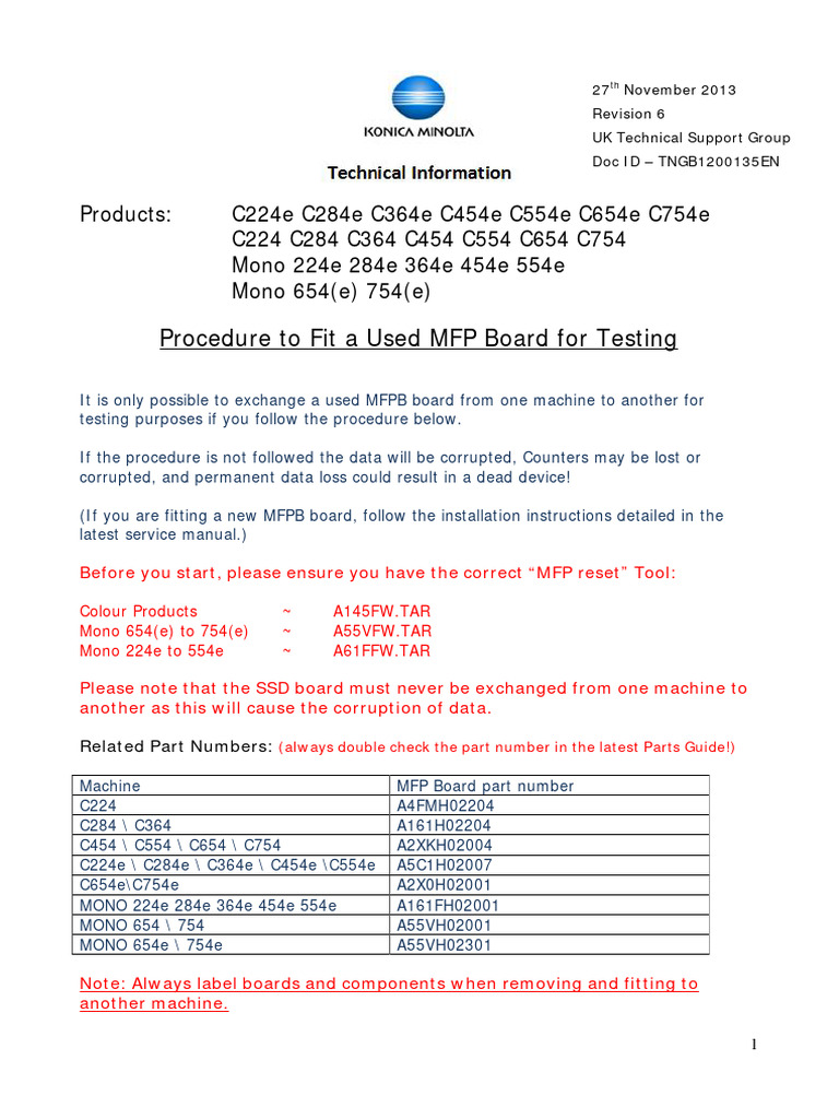 Precedure To Fit A Used MFP Board Revision 6 | PDF | Flash Memory | Computer Architecture