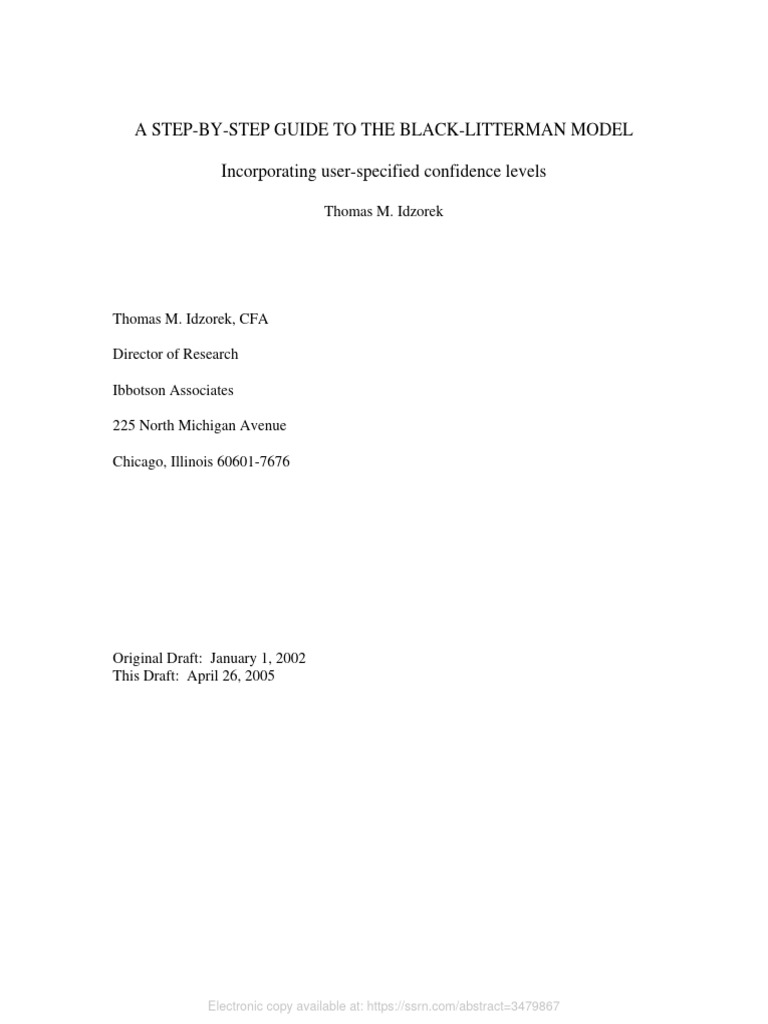 A Step-By-step Guide To The Black-Litterman Model Incorporating User ...