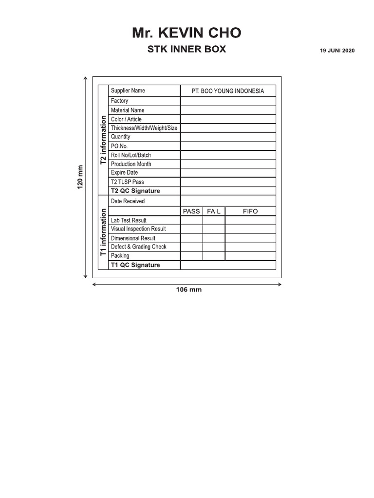 STK Information T1 - T2 MR KEVIN CHO | PDF