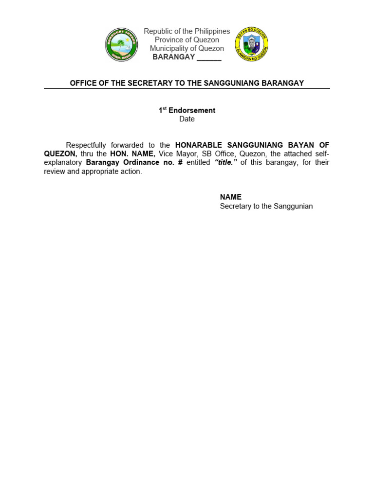 ENDORSMENT TO SB SAMPLE English | PDF