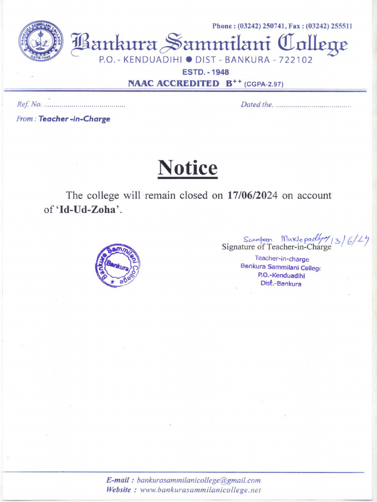 Holiday Notice | PDF