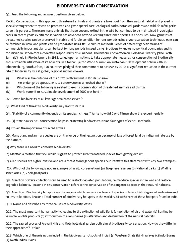 Biodiversity Conservation Strategies Explained | PDF | Conservation ...