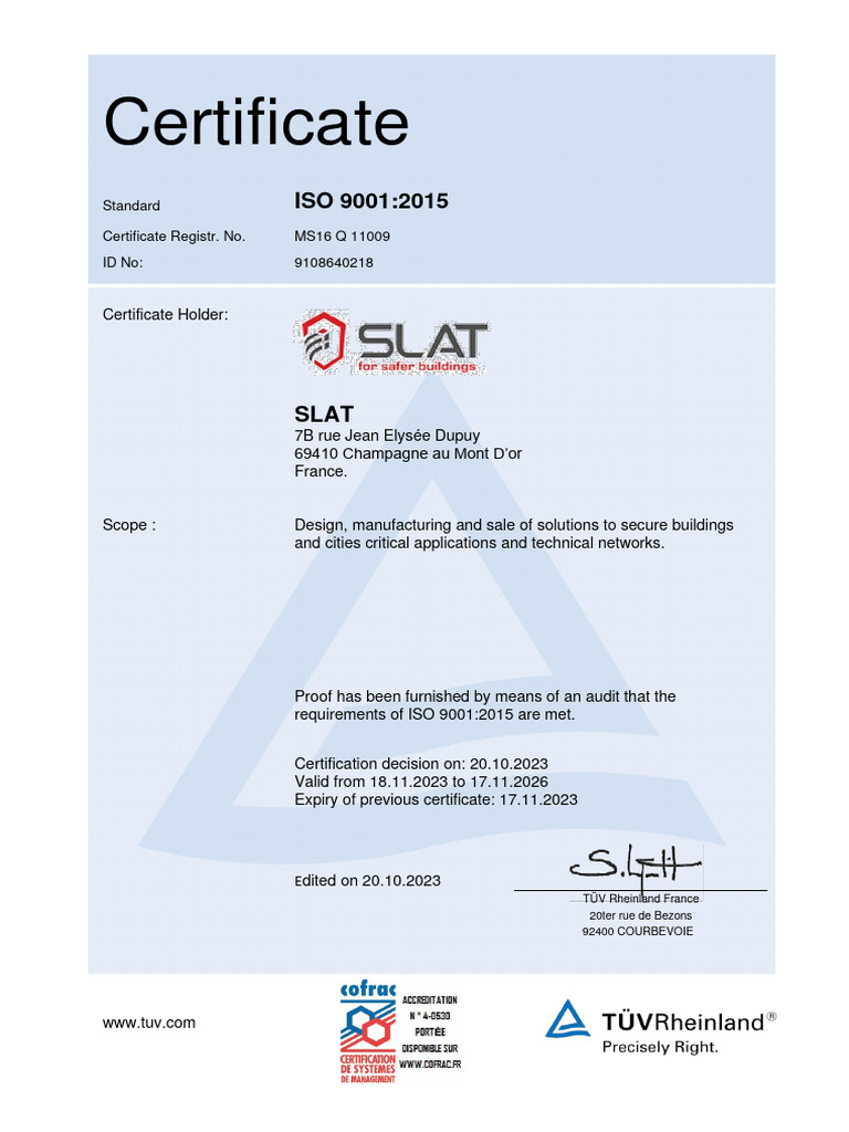 Certificat ISO 9001 EN | PDF